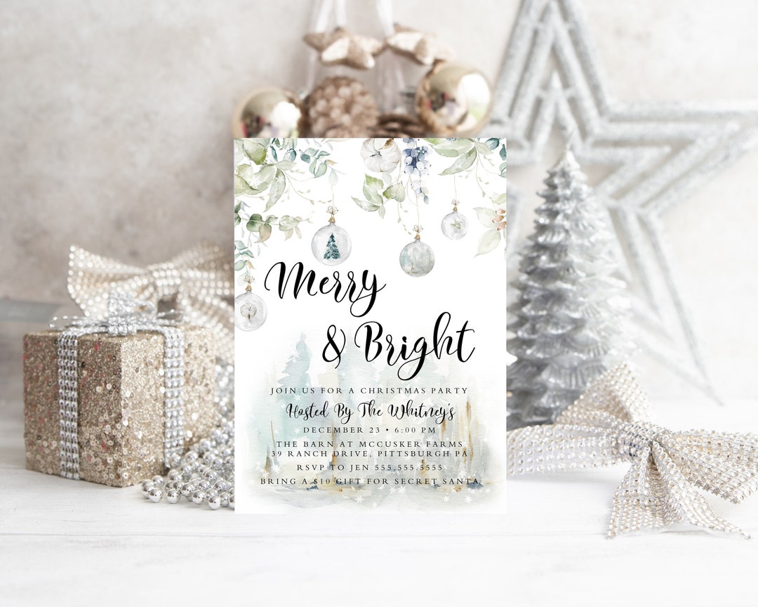 Merry & Bright Christmas Party 5x7 Invitation, Beautiful Invitation ...