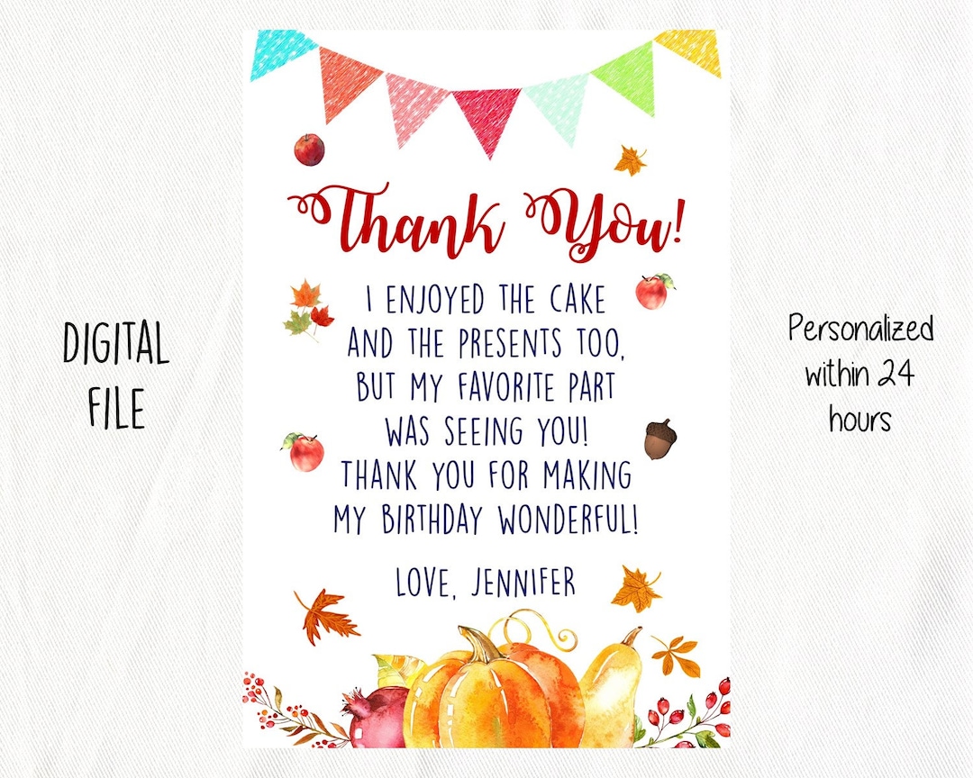 Fall Thank You Card 4x6 (digital File) - Etsy