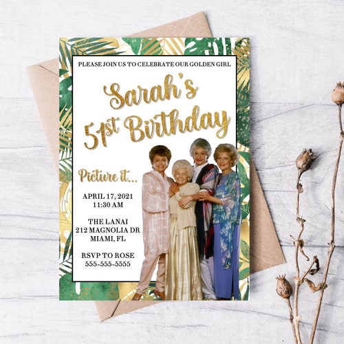 Golden Girls Party Invitation Birthday Party Invitation - Etsy