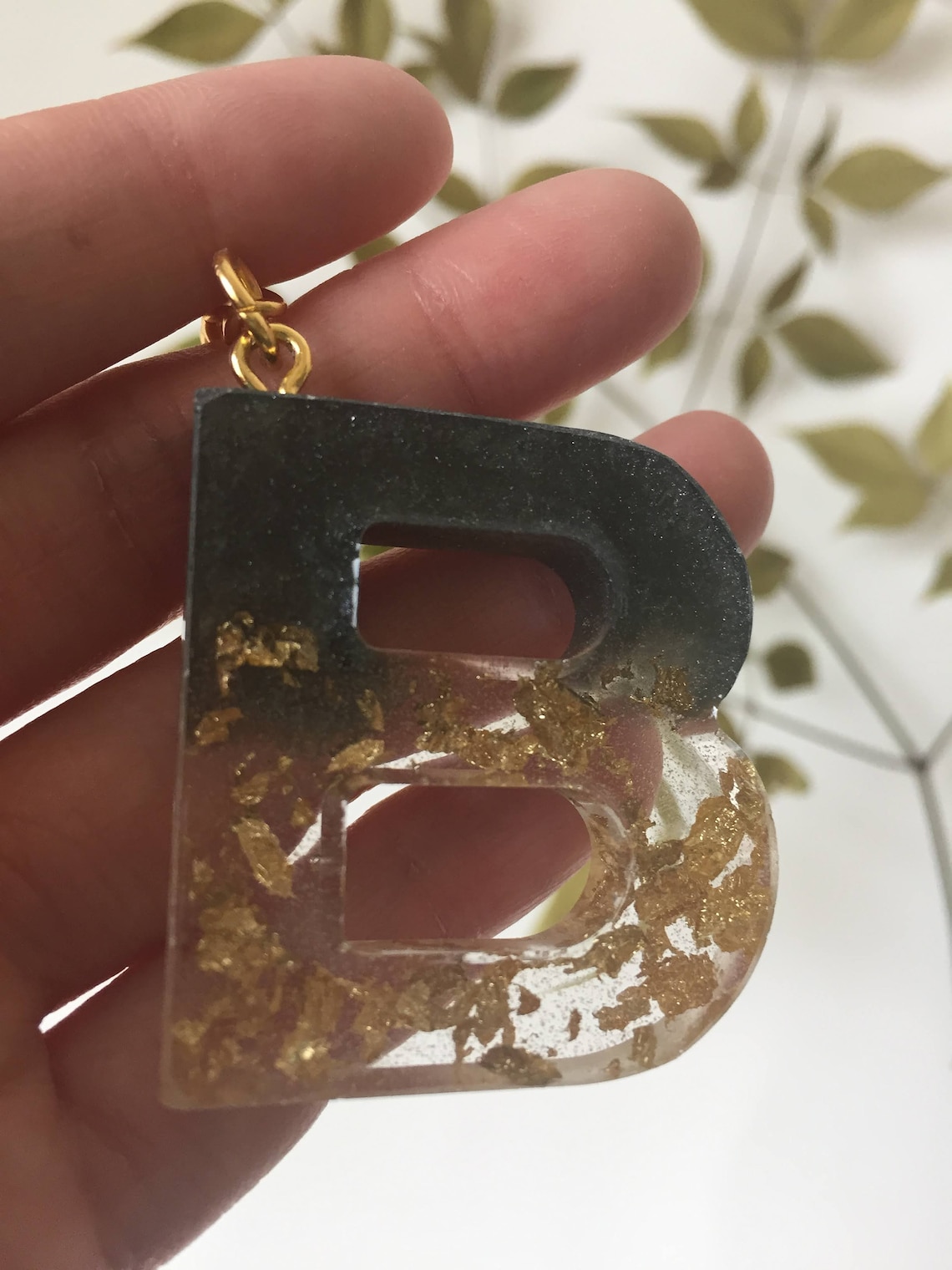 Custom Initial Keychain-two Toned Resin Letter Keychain - Etsy