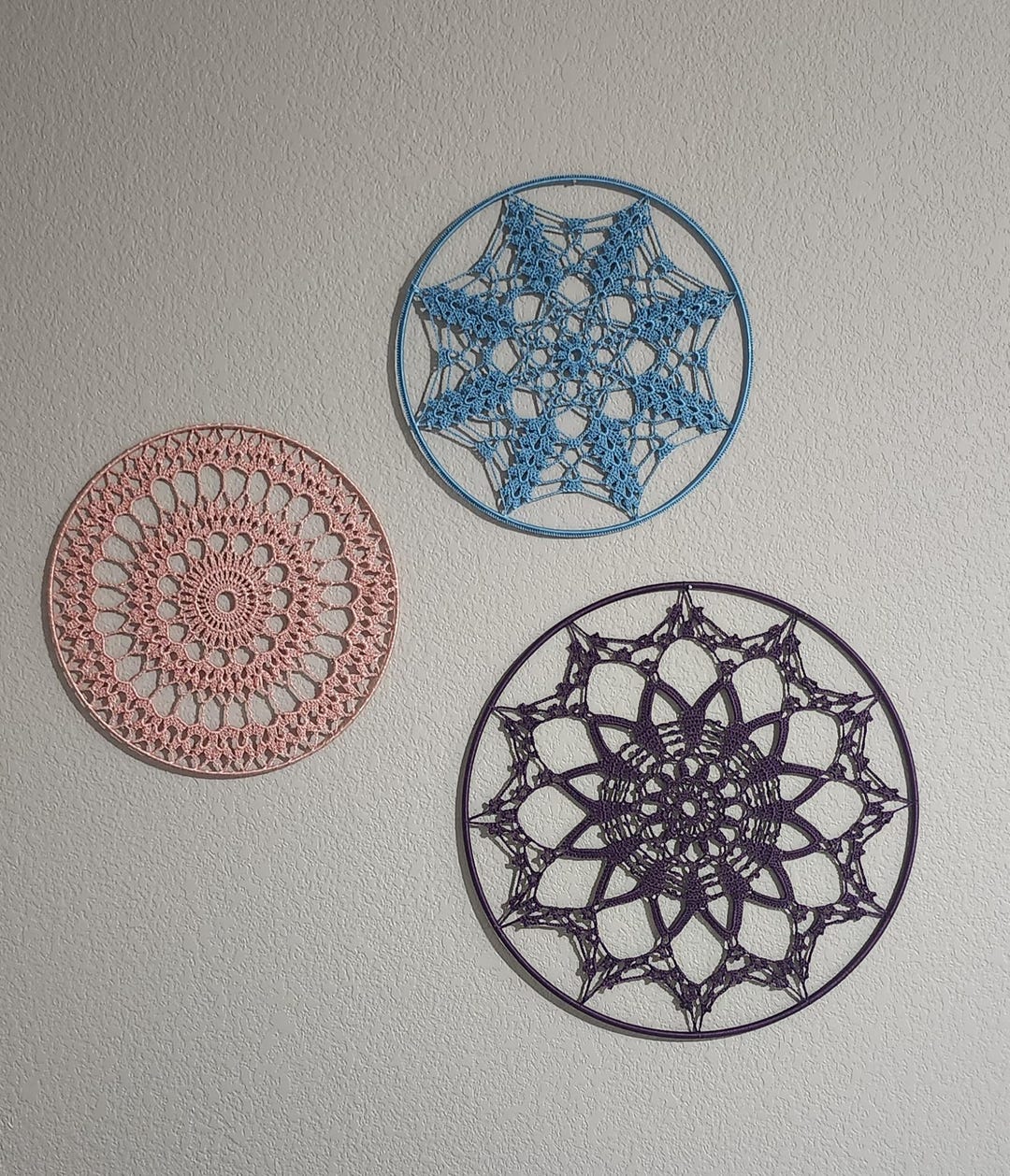 Set of 3 Crochet Mandalas Dream Catcher Yoga Zen Meditation Mindfulness ...