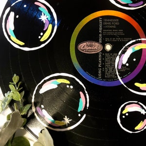 Floating Bubbles // Custom Hand Painted Vinyl Record - Etsy