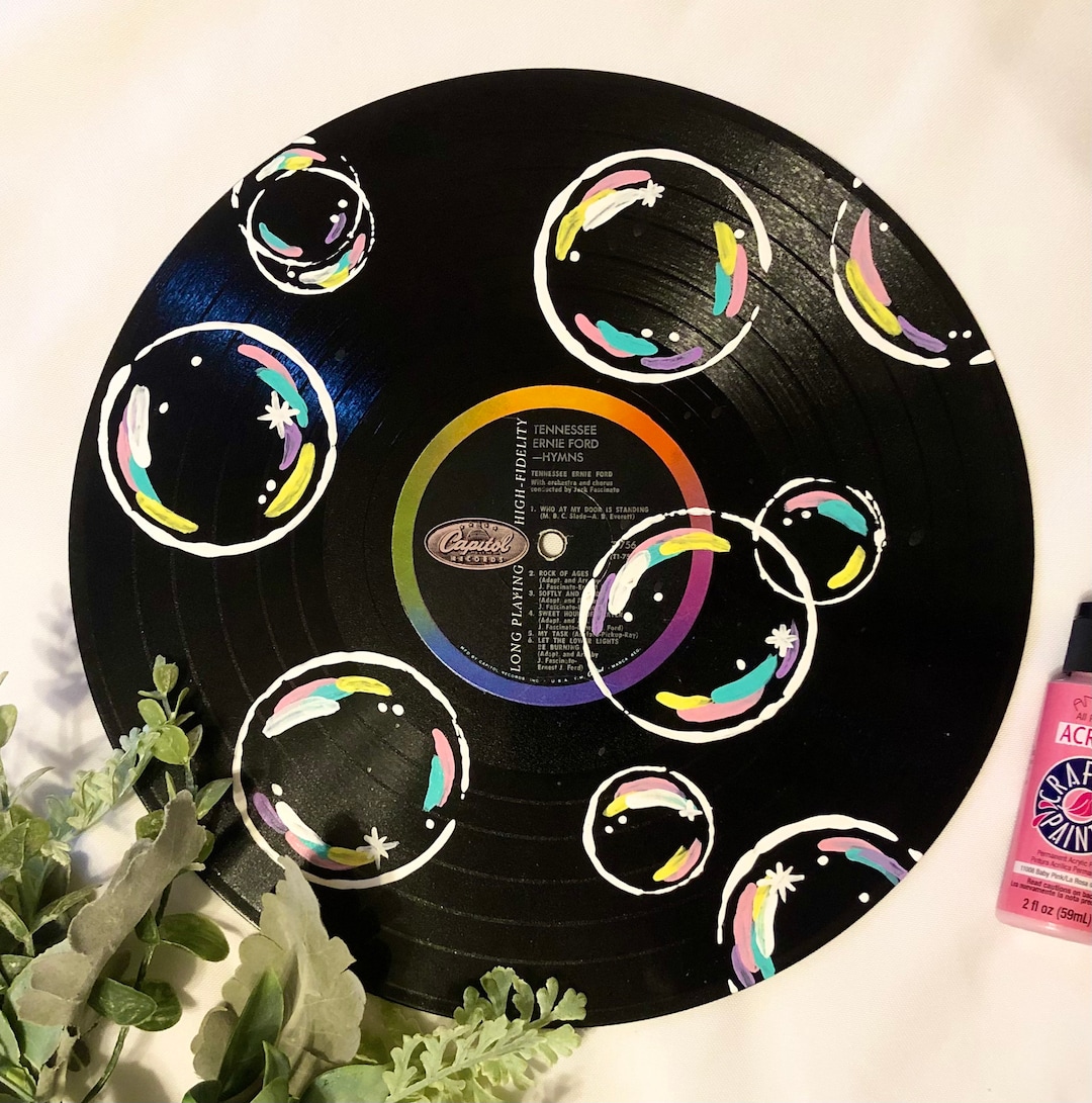 Pastel Floating Bubbles | Custom Hand Painted Record - Etsy