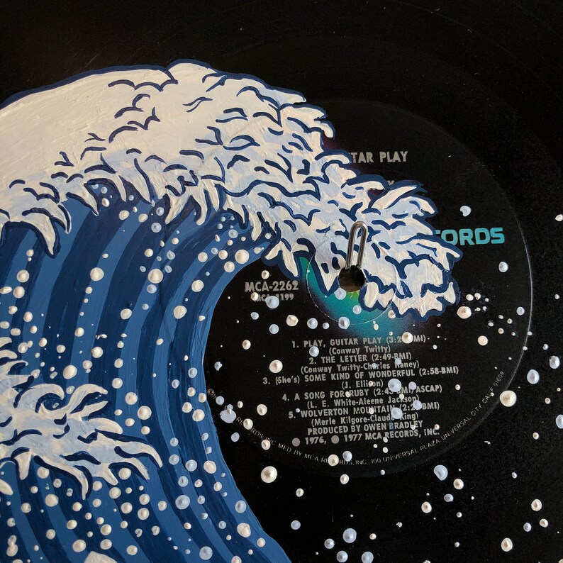 The Great Wave off Kanagawa | Custom Hand-painted Record, Fully ...