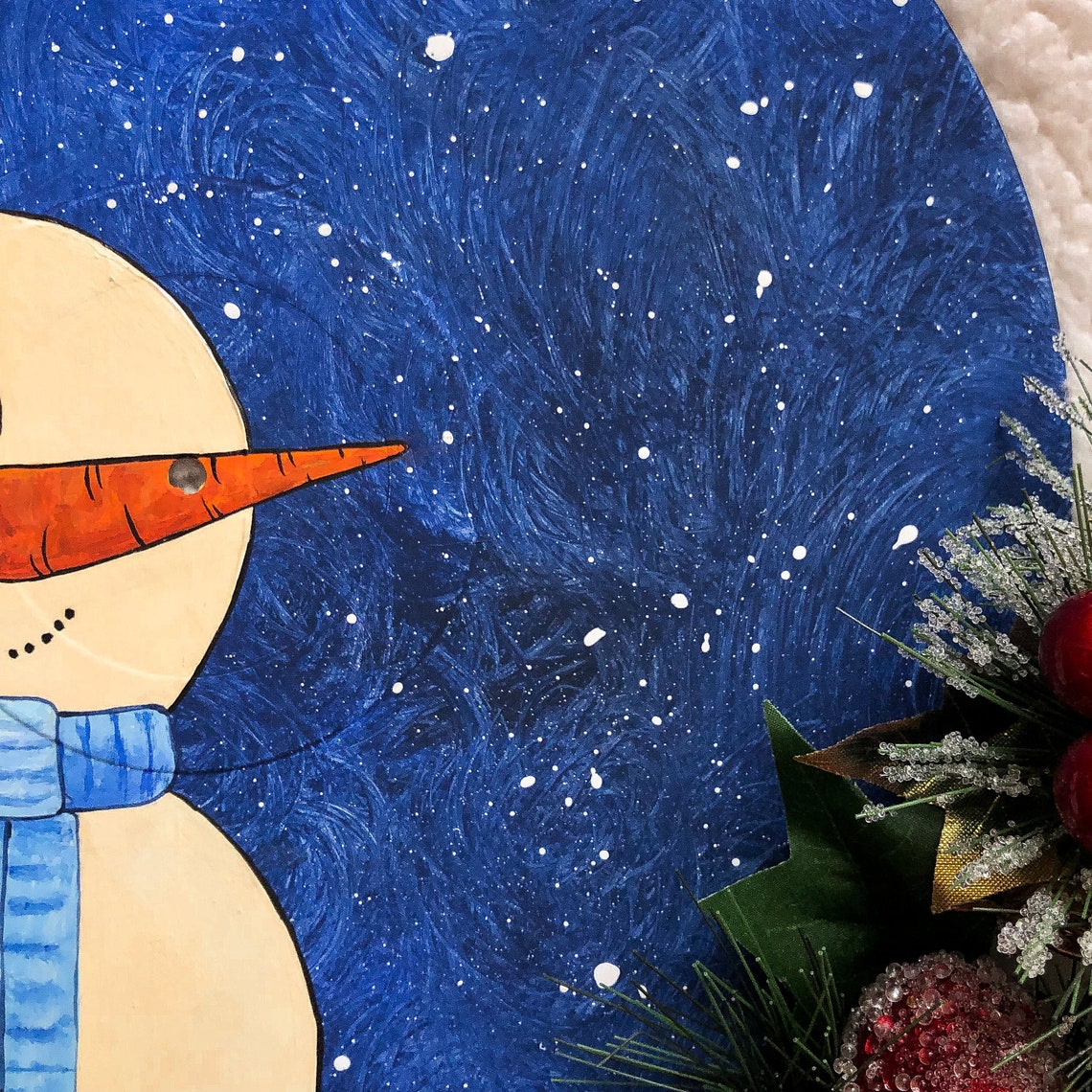 Primitive Frosty the Snowman // Custom Hand Painted Vinyl - Etsy