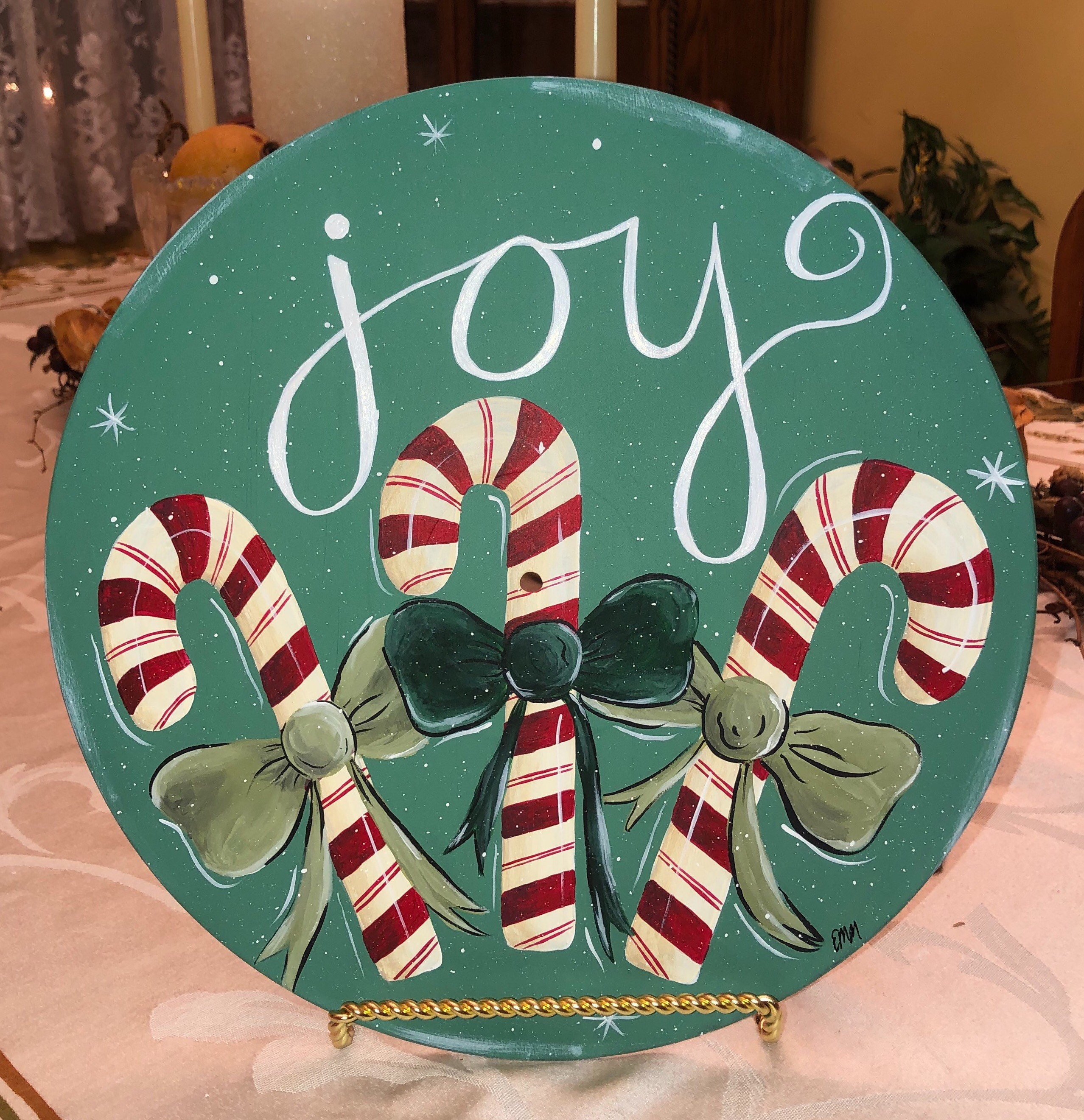 Christmas Joy Candy Canes Custom Hand Painted Vinyl Record - Etsy
