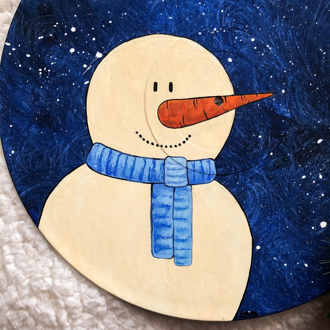 Primitive Frosty the Snowman // Custom Hand Painted Vinyl Record - Etsy