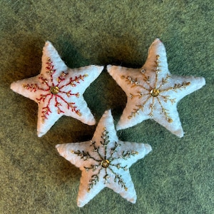 DIY Embroidery Felt Star Ornament Kit. Set of 3 Beginner Friendly ...