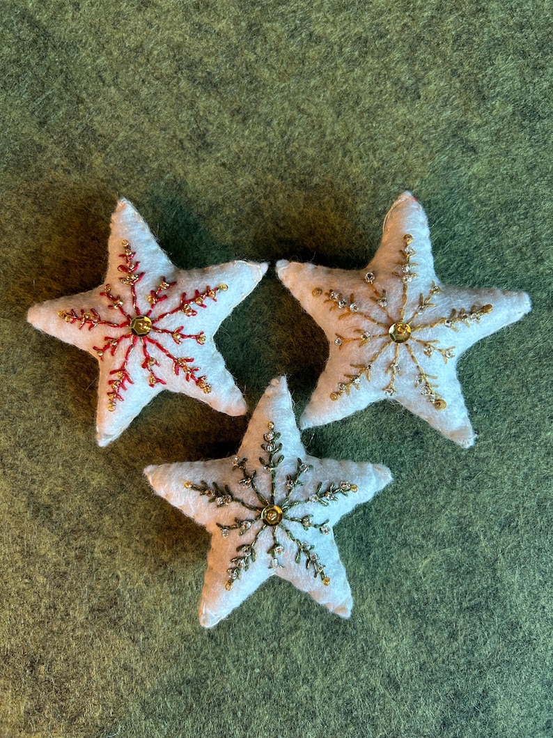 DIY Embroidery Felt Star Ornament Kit. Set of 3 Beginner Friendly ...