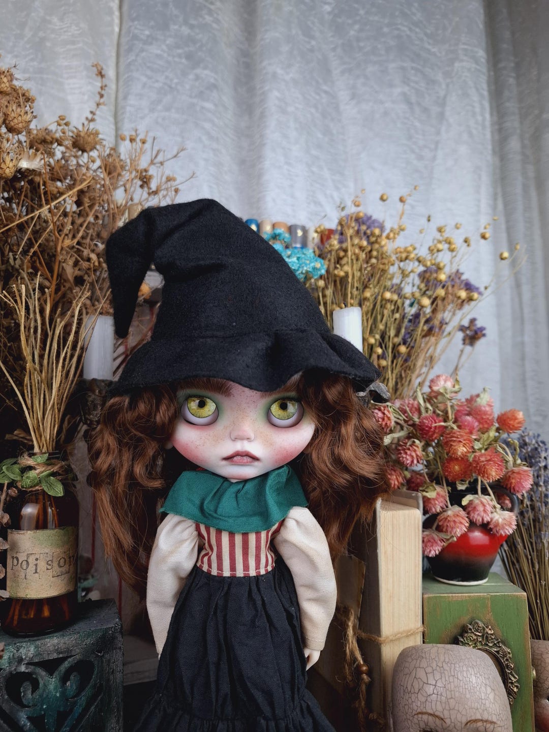 Custom Blythe Forest Witch OOAK New Ears Detailed Makeup Sculpting ...
