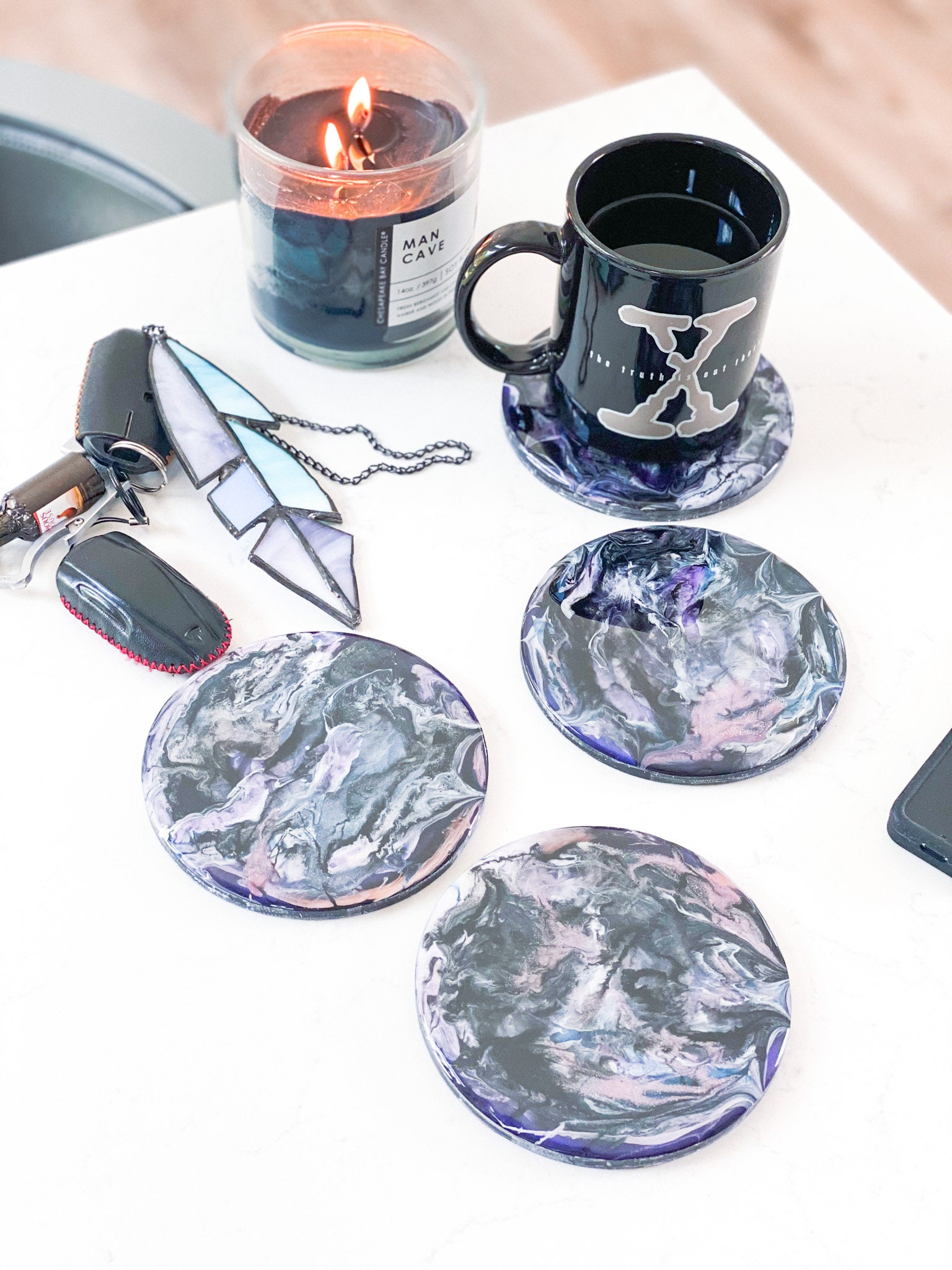 Abstract Coasters for Men / Absorbent / Modern Art Cup - Etsy Singapore