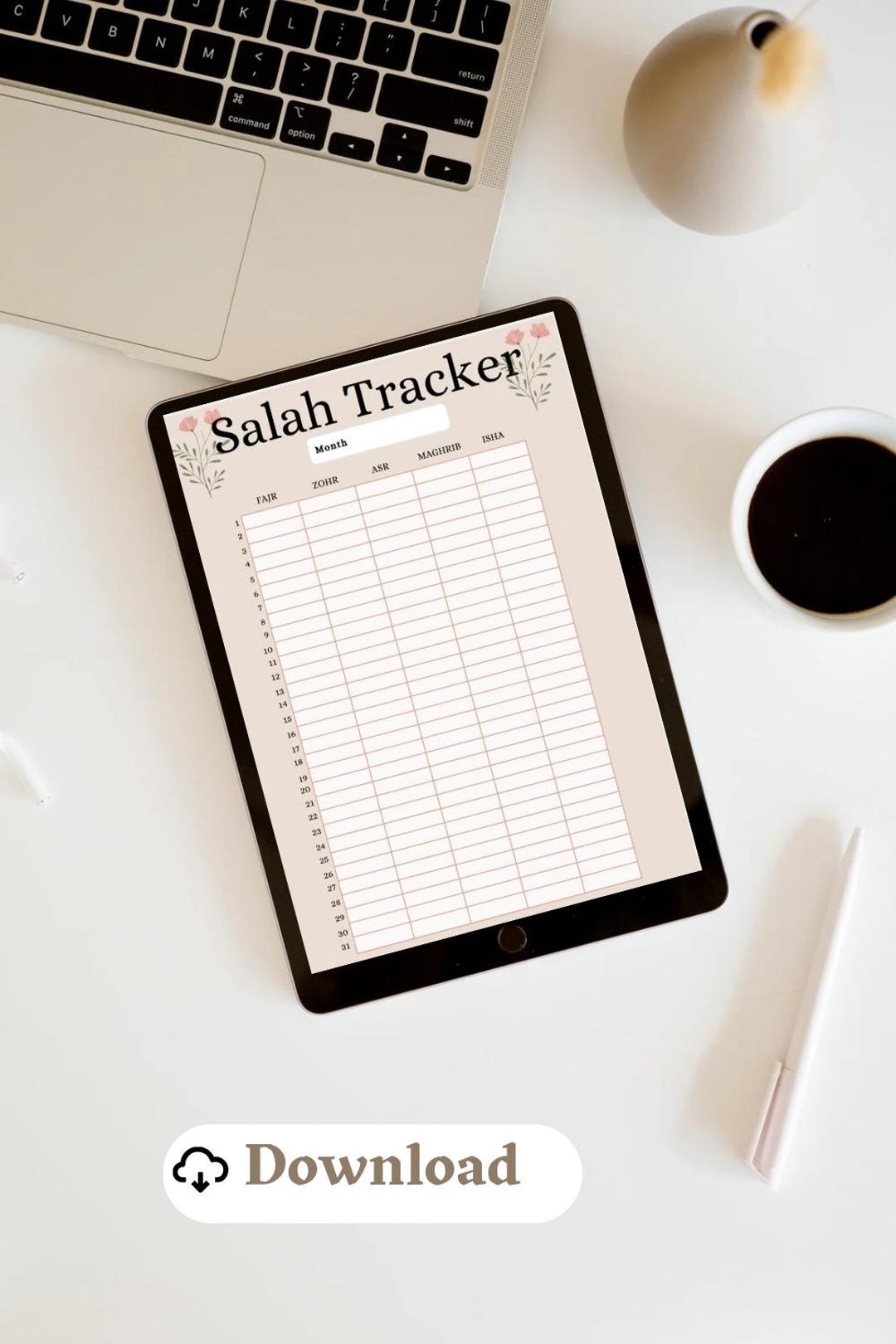 Digital Salaah Tracker, Salah, Monthly Tracker, Prayer Times, Printable ...