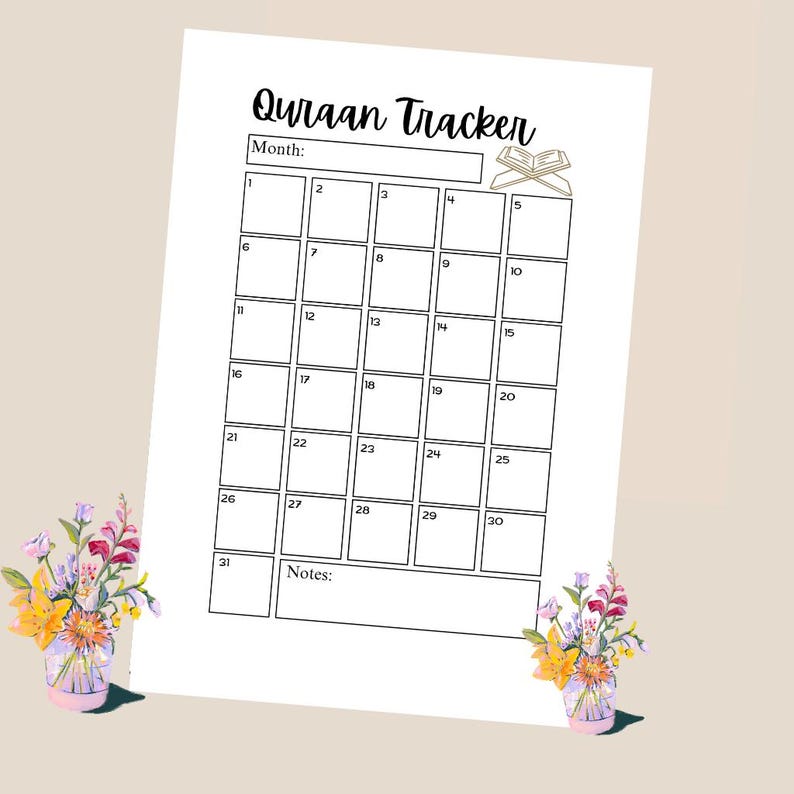 Printable Quraan Tracker, Memorisation Tracker, Quraan Planner, Muslim ...