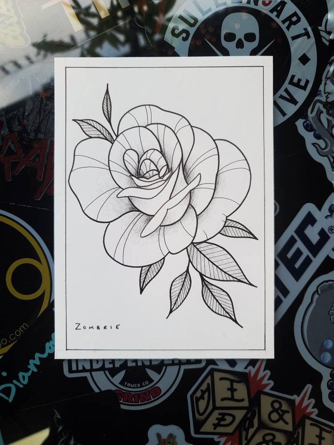 Rose Outline Print - Etsy