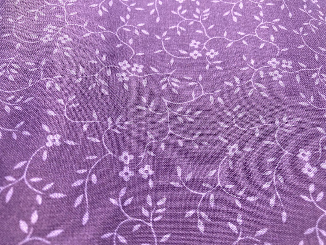 Lavender on Purple Calico Print 100% Cotton Floral Fabric. 1.17 Yards ...