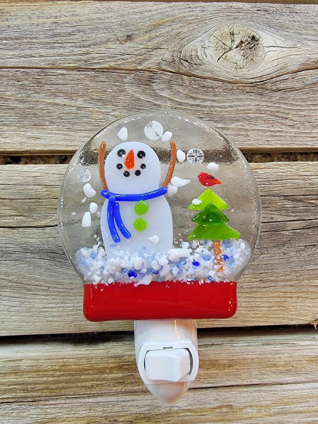 Snowglobe, Nightlight, Fused Glass, Snow Globe, Snowy, Snowman ...