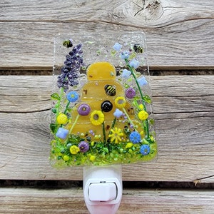 Beehive Night Light, Lavender and Wildflowers, Bee Lovers, Pollinators ...