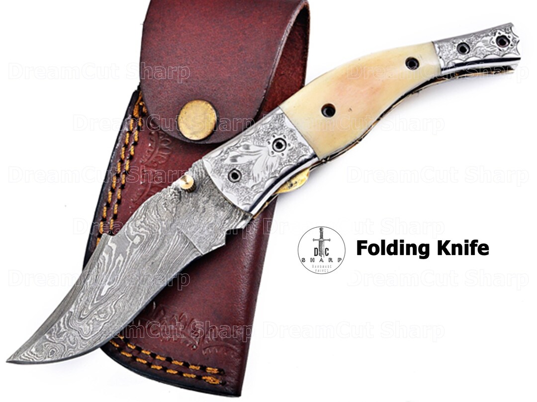 Unique File Work, Pocket Knife, Damascus Steel Blade, Handcrafted Knife ...