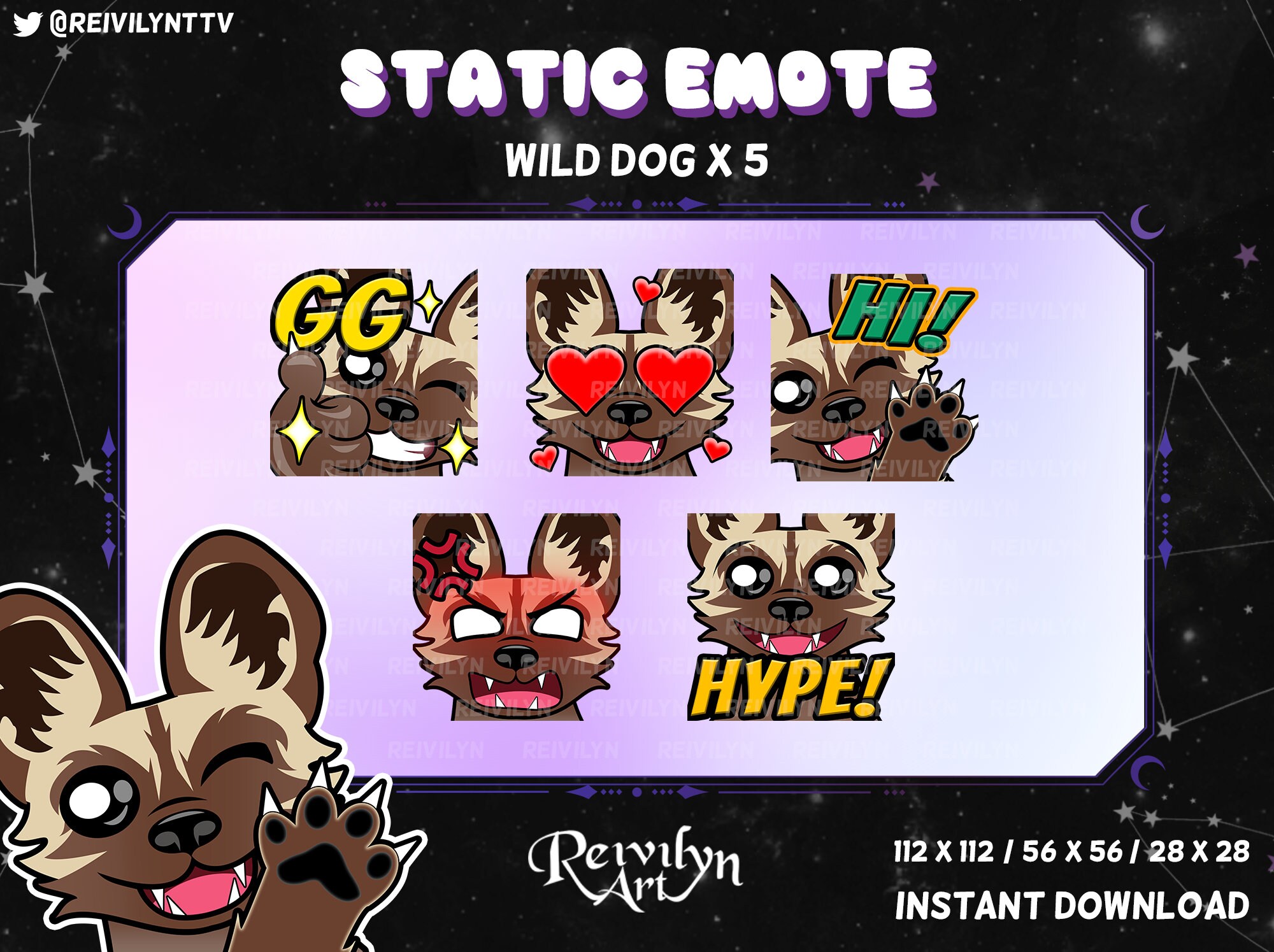 Wild Dog Twitch Discord Emote X5 INSTANT DOWNLOAD - Etsy Hong Kong