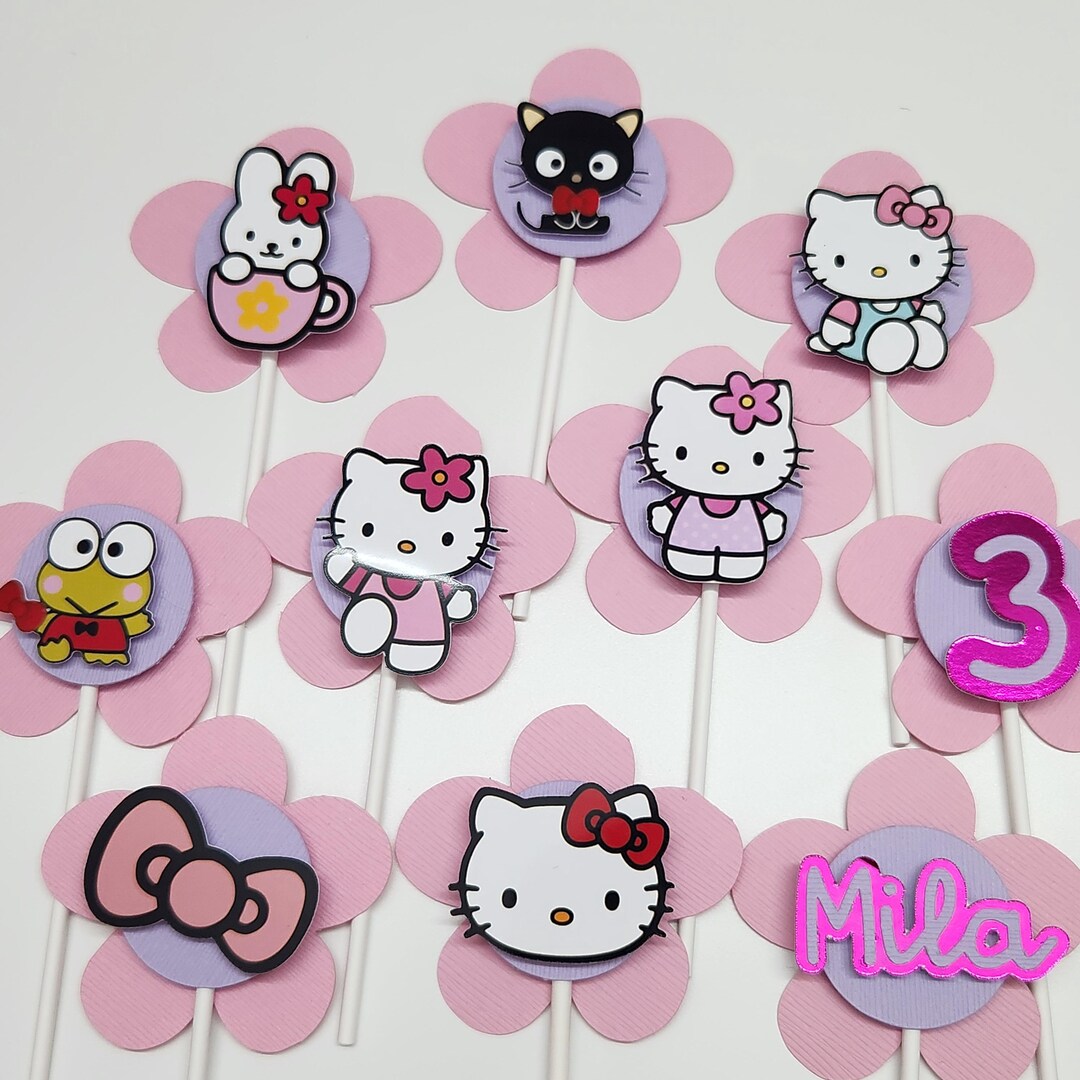 Hello Kitty Cupcake Toppers, Hello Kitty Birthday Decoration, Hello ...