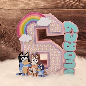 Blue Birthday Decoration, 3d Number Bluey Party Decoration, 3d Nummber ...