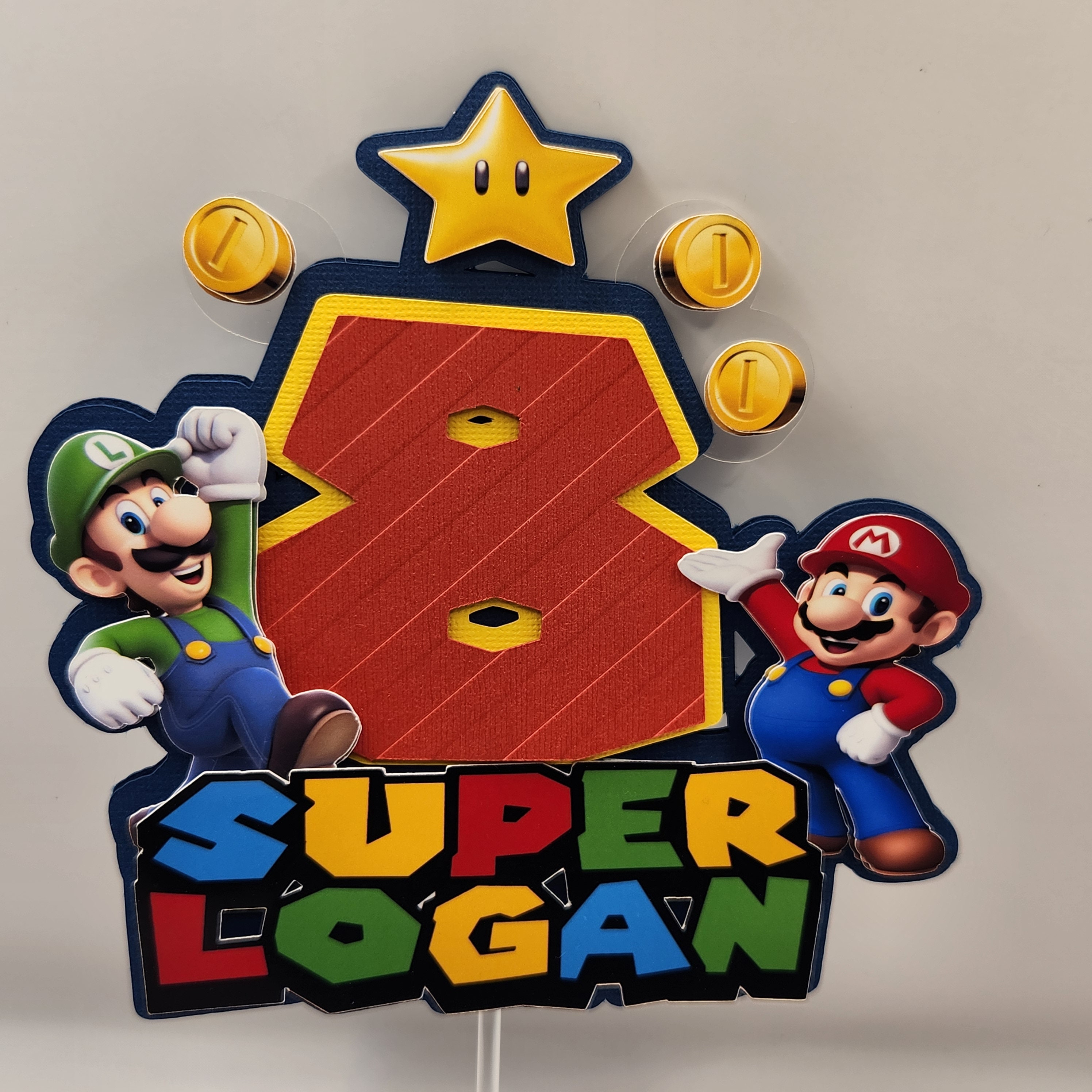 3D Mario Inspired Custom Cake Topper, Mario Cake Topper, Super Mario ...