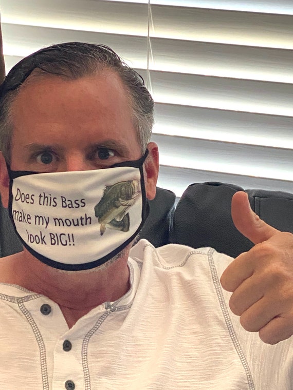 Bass fishing mask Bass fishing face mask funny fishing face | Etsy