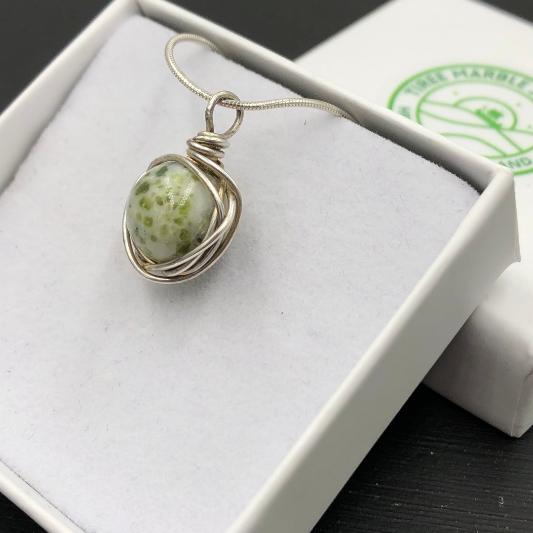 Scottish Marble Jewellery, Sterling Silver Wrapped Necklace, Handcarved ...