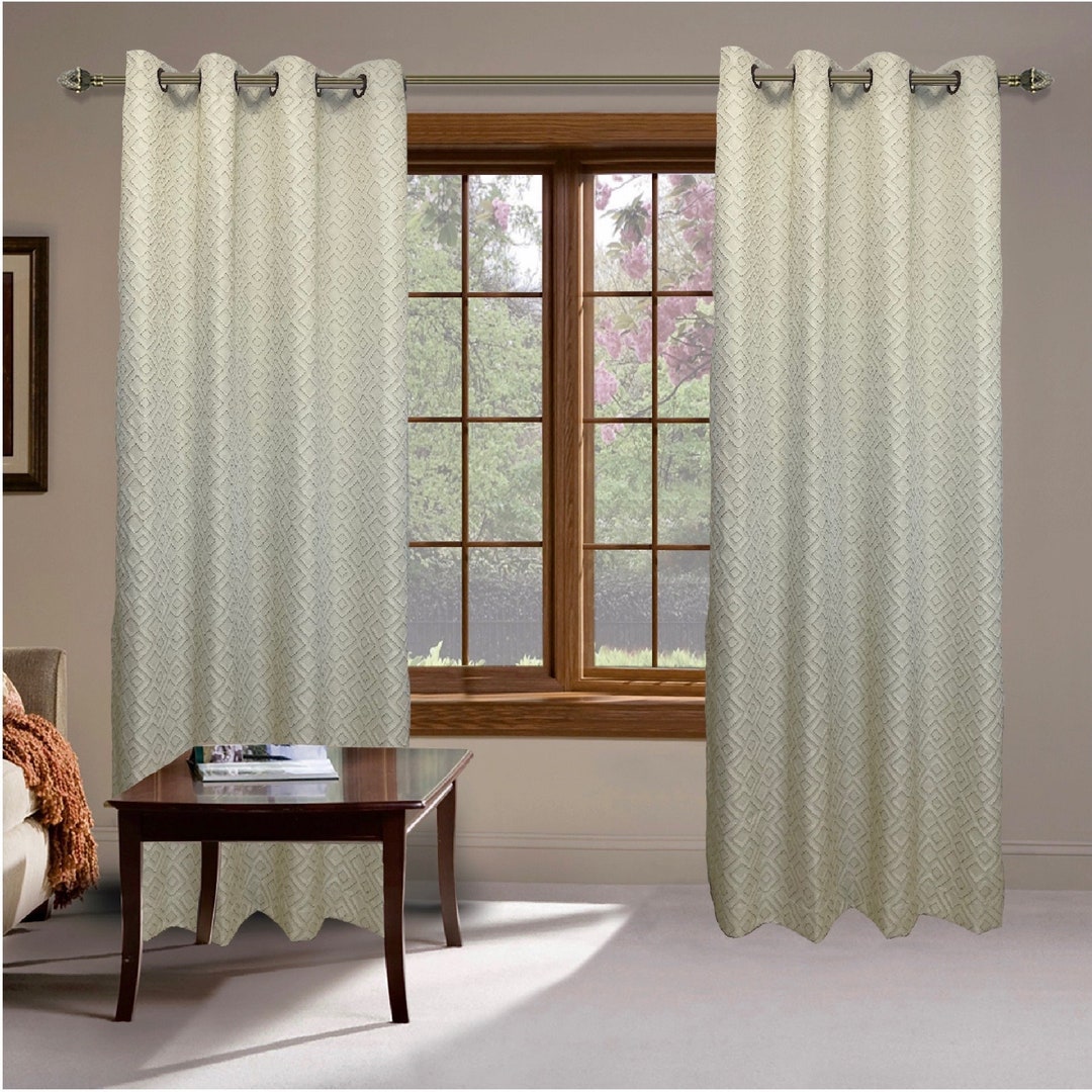 Greek Key Room Darkening Drapery Grommet Curtain for Living Room ...