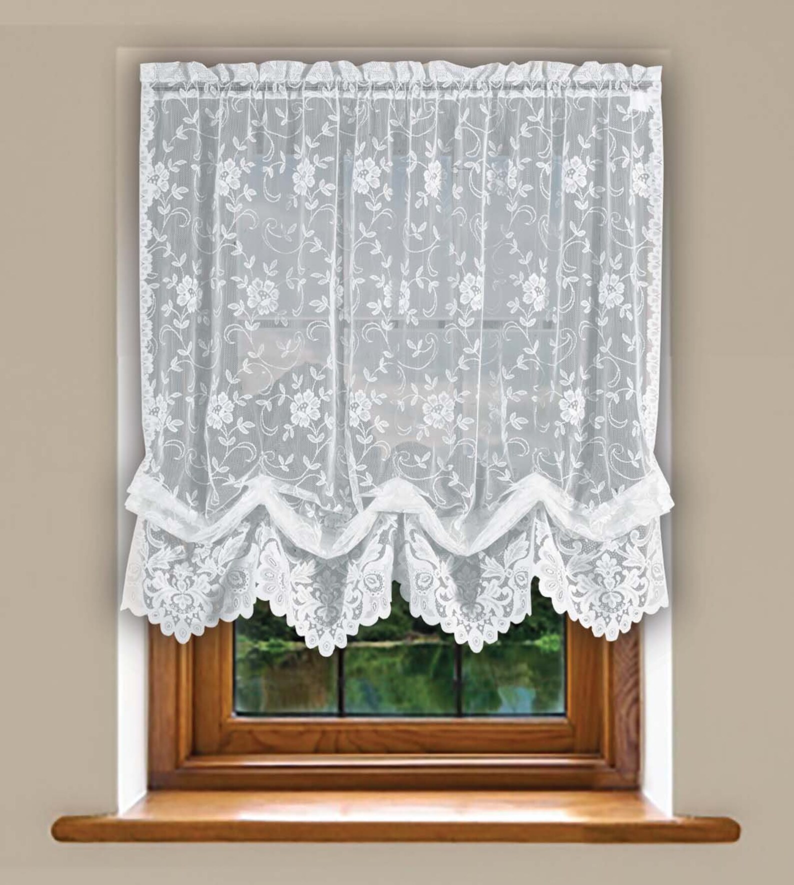 Grace Shabby Chic Floral Lace Balloon Shade Window Curtains | Etsy