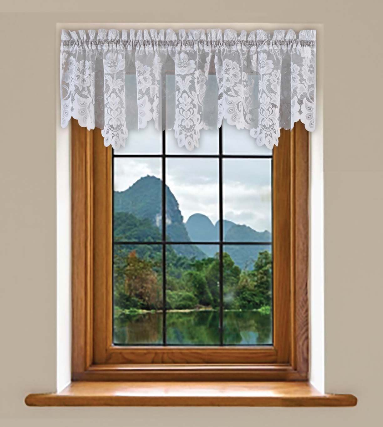 Grace Floral Lace Kitchen Cafe Curtain Tier Valance Swag Pair - Etsy