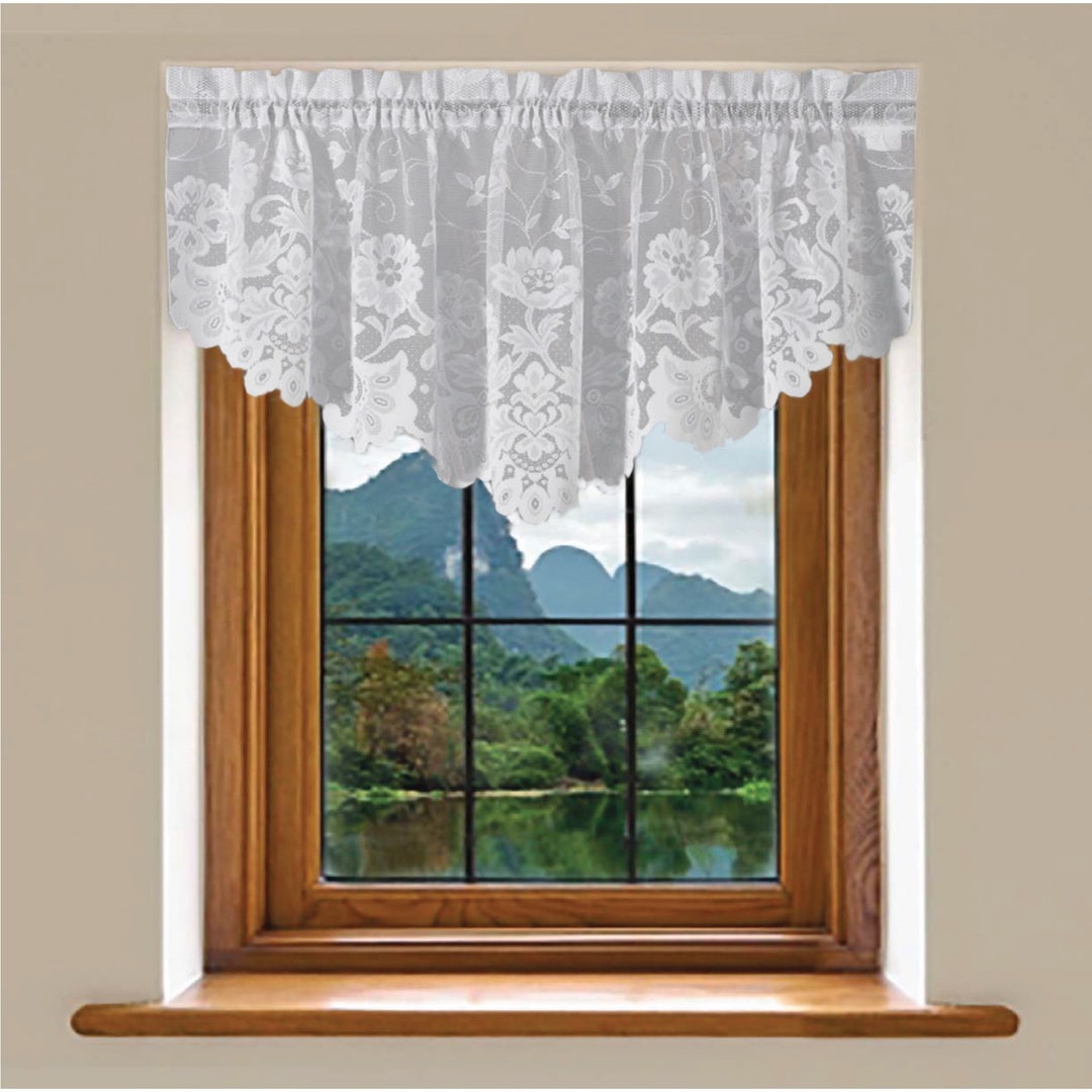 Floral Lace Ascot Window Valance for Kichen Windows Valance Curtain ...