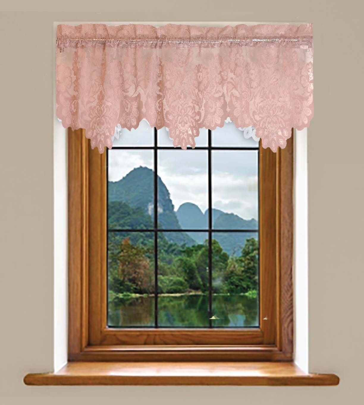 Grace Floral Lace Tailored Window Valance, Kitchen Lace Valance ...