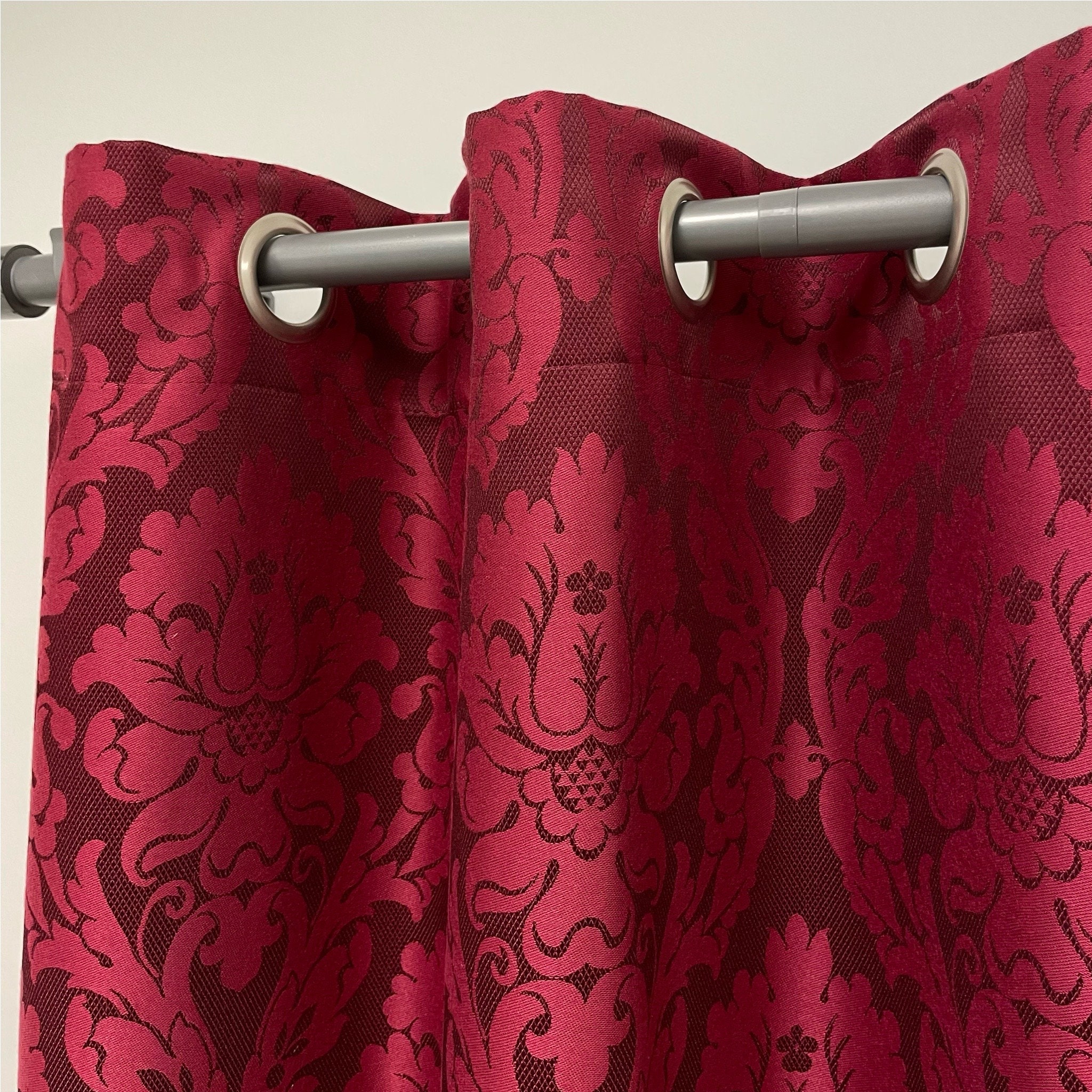 Vintage Burgundy Sage Green Classic Damask Drapery for Living - Etsy