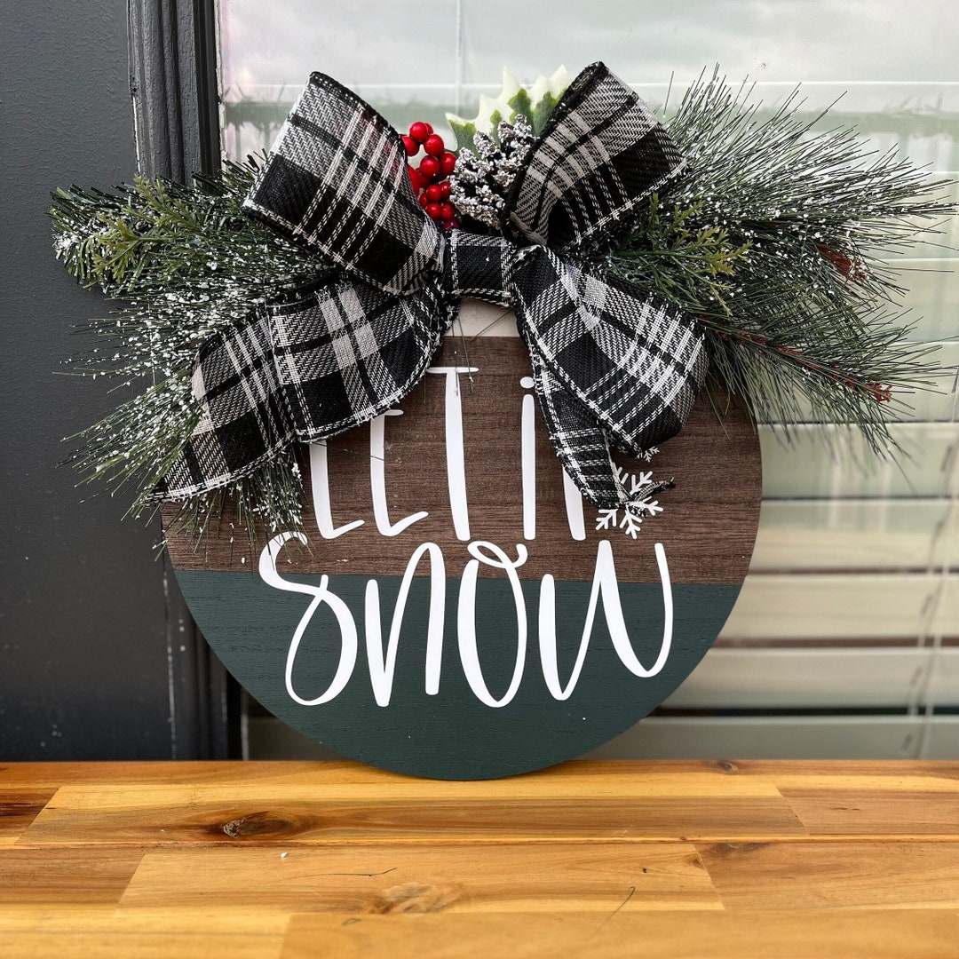 Let It Snow Door Sign Christmas Winter Wooden Outdoor Home - Etsy