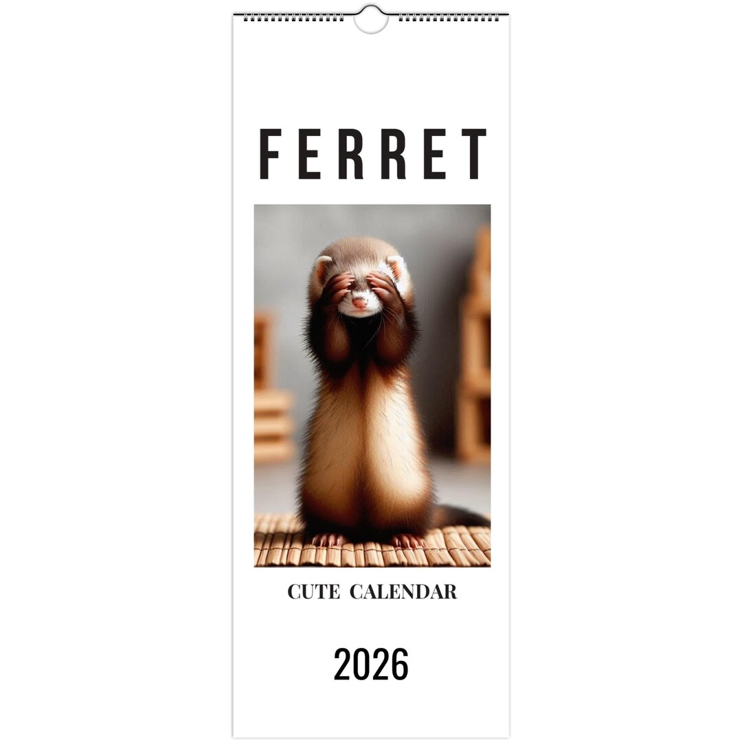 Cute Ferret Wall Calendar 2026 – Customizable, High-quality, Eco ...
