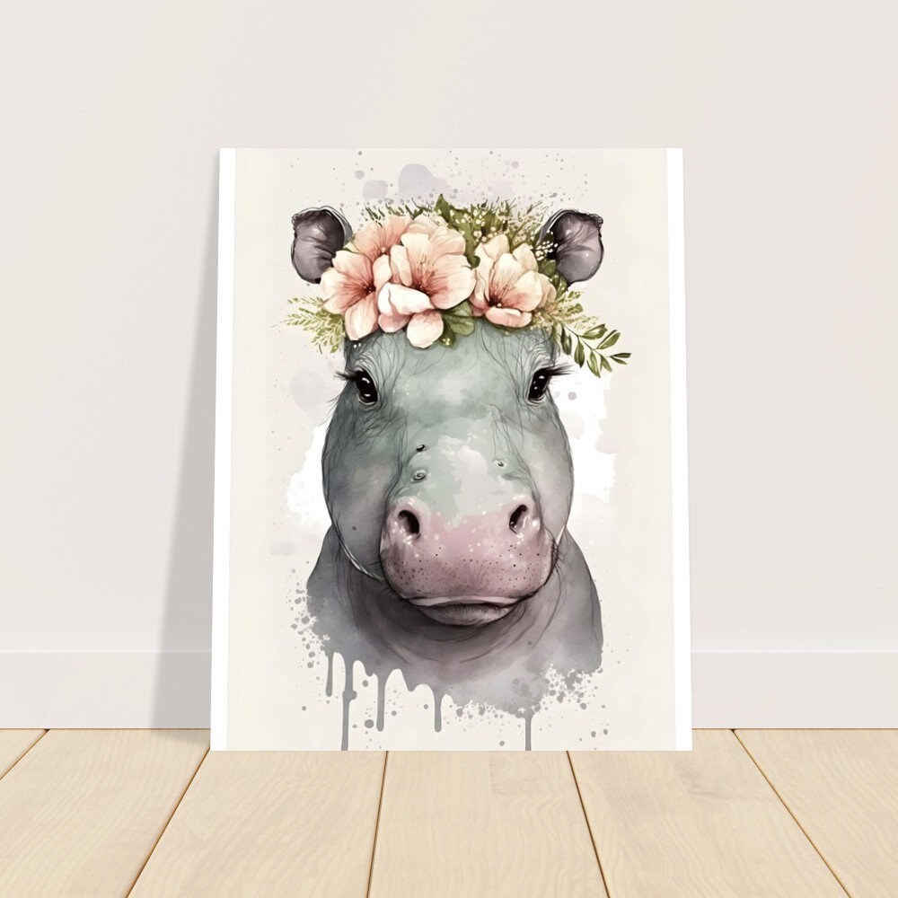 Hippopotamus Nursery Wall Art Poster Picture Photo - Etsy