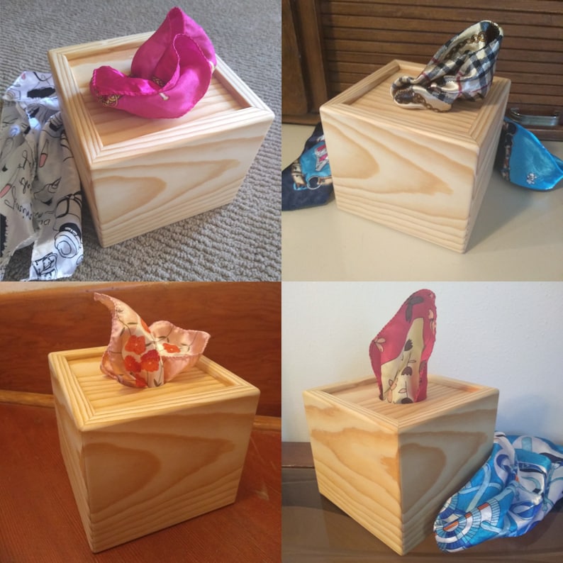 Classic Pine Wood Scarf Pull Box for Babies | Etsy