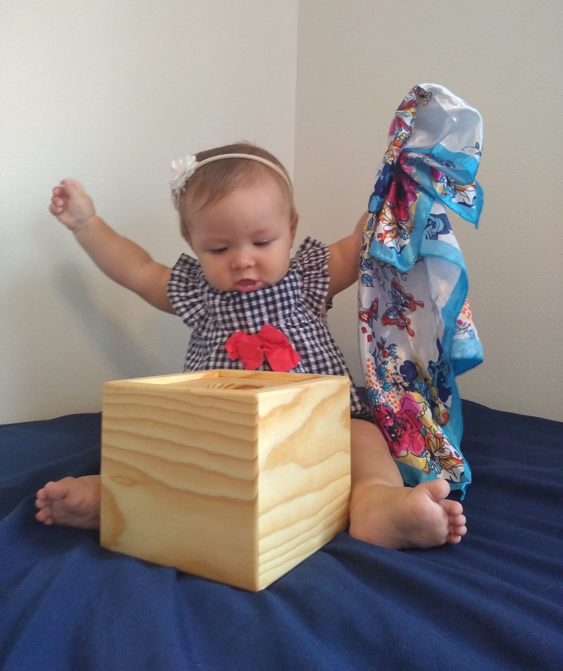 Classic Pine Wood Scarf Pull Box for Babies | Etsy