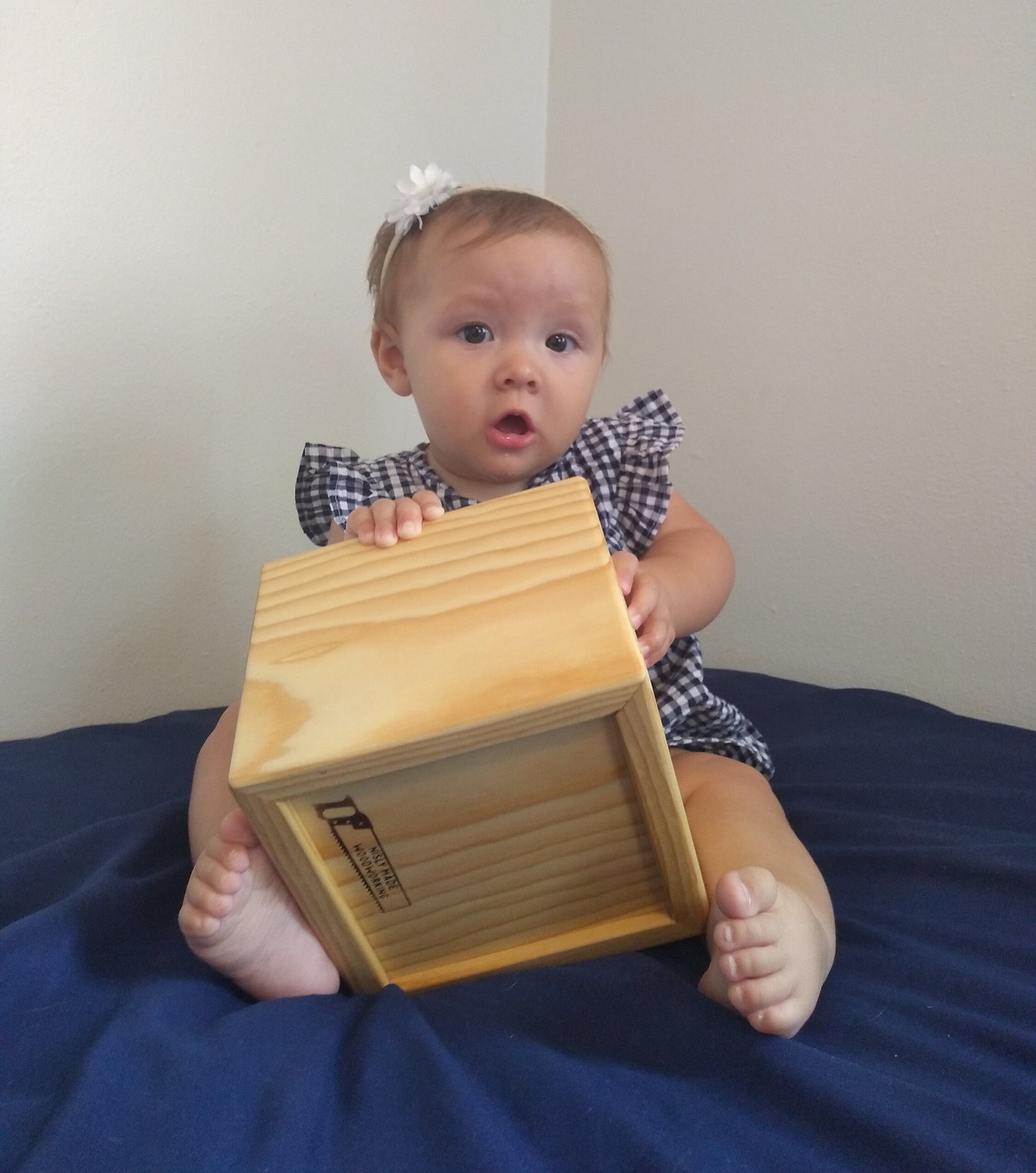 Classic Pine Wood Scarf Pull Box for Babies | Etsy