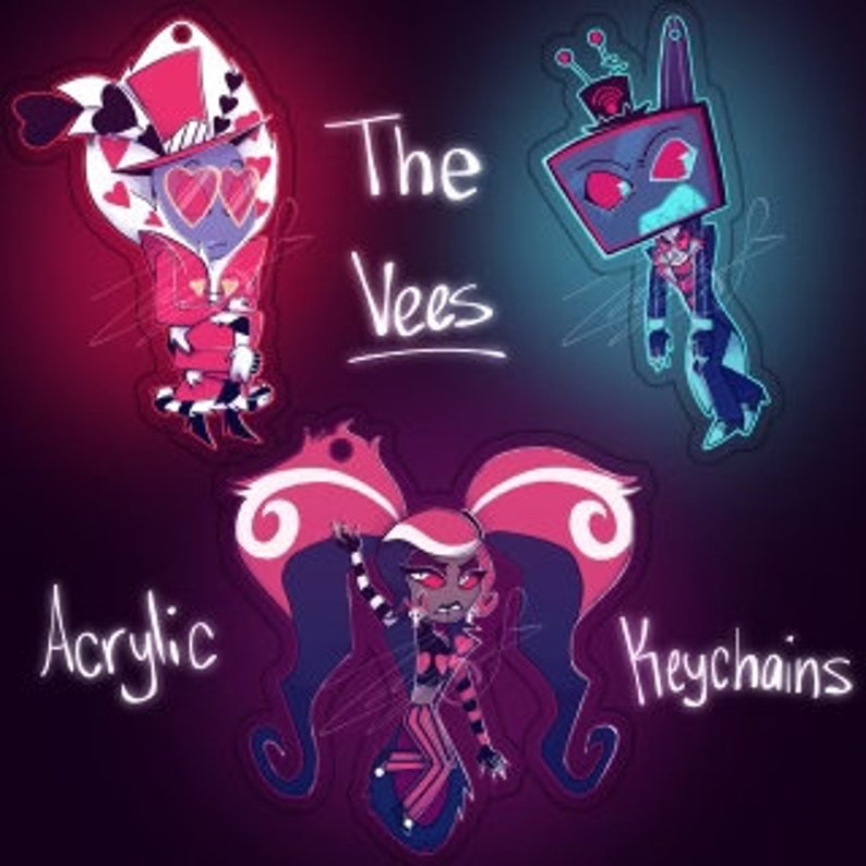 Hazbin Hotel Acrylic Keychains // the Vees Vox, Valentino, Velvette ...