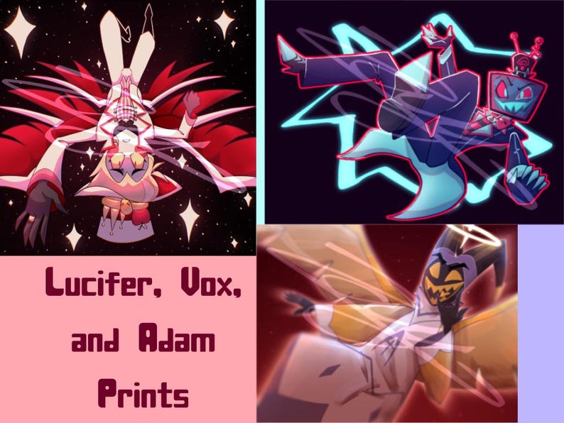 Hazbin Hotel // Custom Made Art Prints Lucifer, Vox, & Adam limited ...