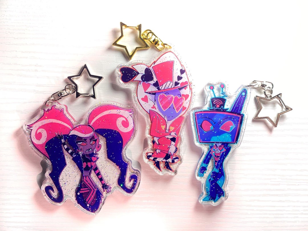 Hazbin Hotel Acrylic Keychains // the Vees - Vox, Valentino, Velvette ...