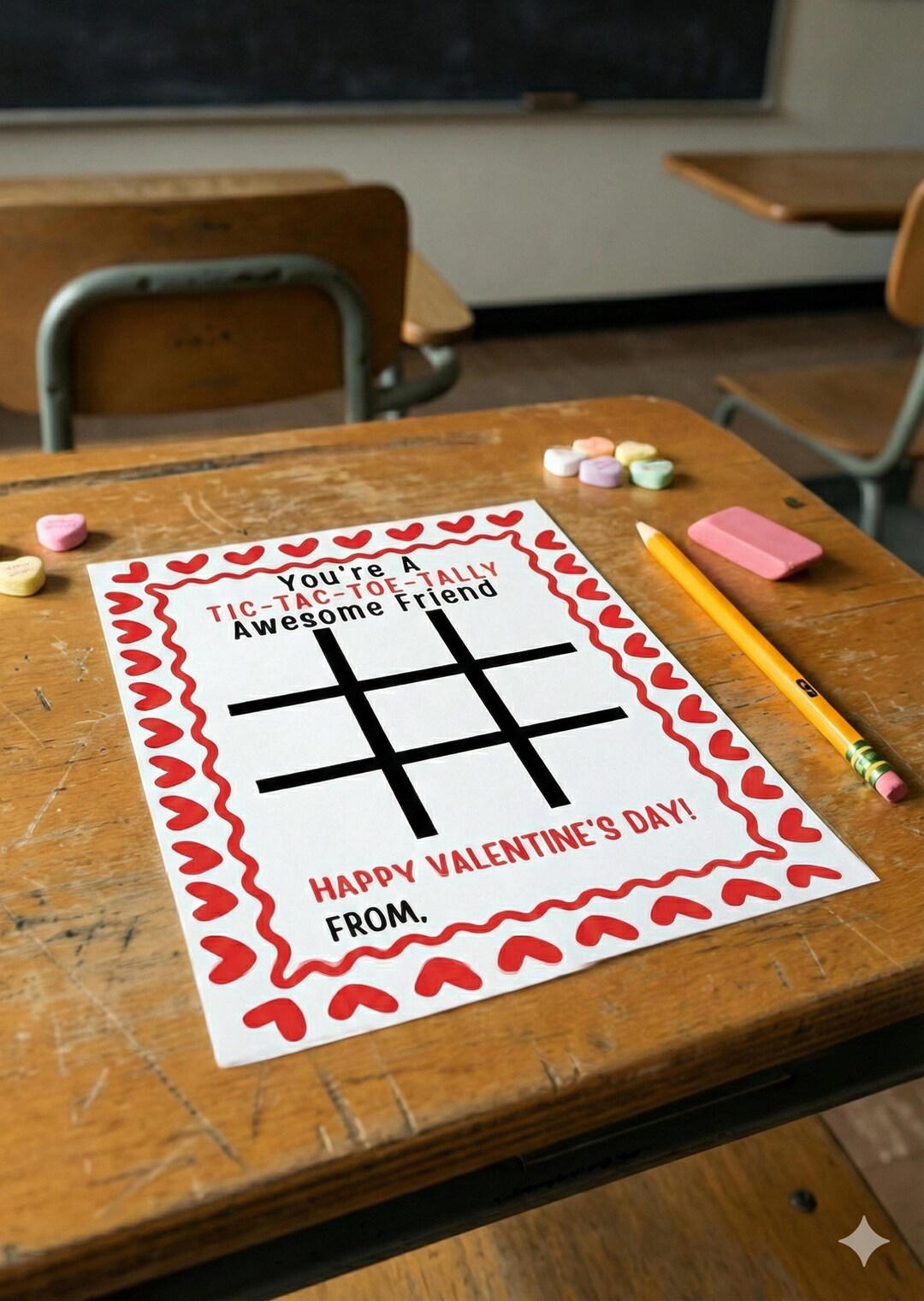 Tic Tac Toe Valentine Card | Kids Classroom Exchange (PDF Download) - Etsy