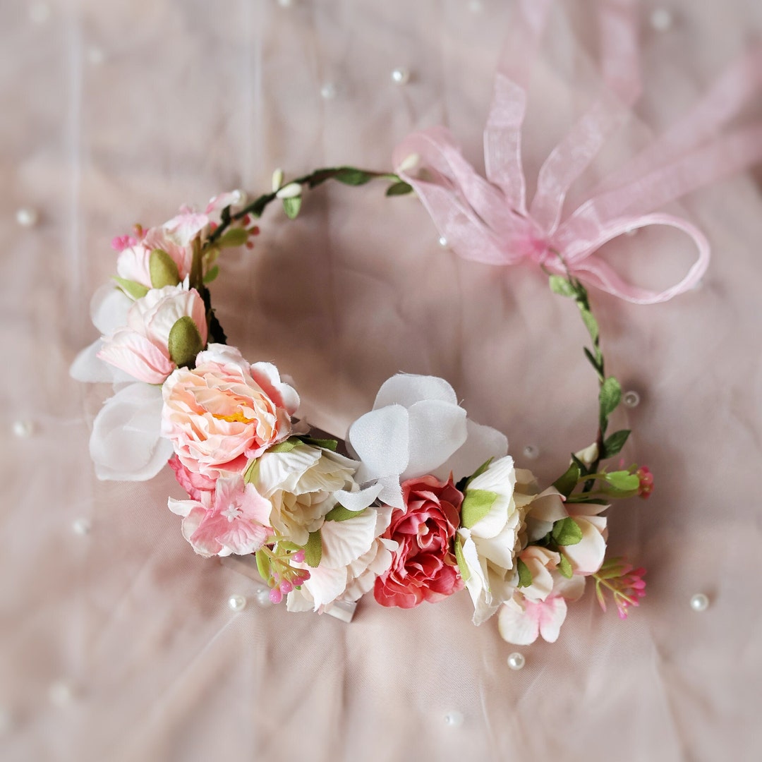 Boho Wedding Crown Flower Girl Crown Headpiece Bohemian Floral Hair ...