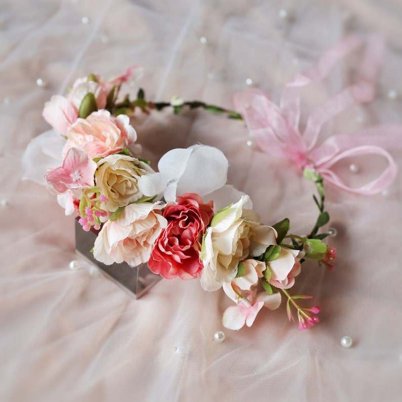Boho Wedding Crown Flower Girl Crown Headpiece Bohemian Floral - Etsy