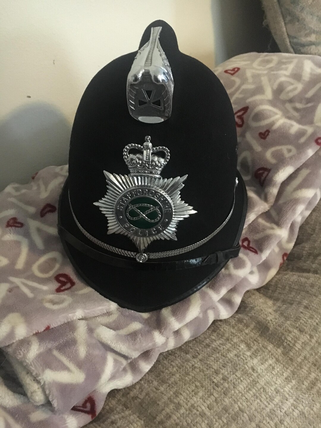 Vintage British Bobby Helmet Hat Staffordshire Constable With Queen's ...