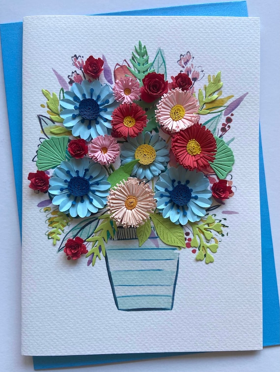 3D Flower Handmade Card Art Paper Greeting Card - Etsy
