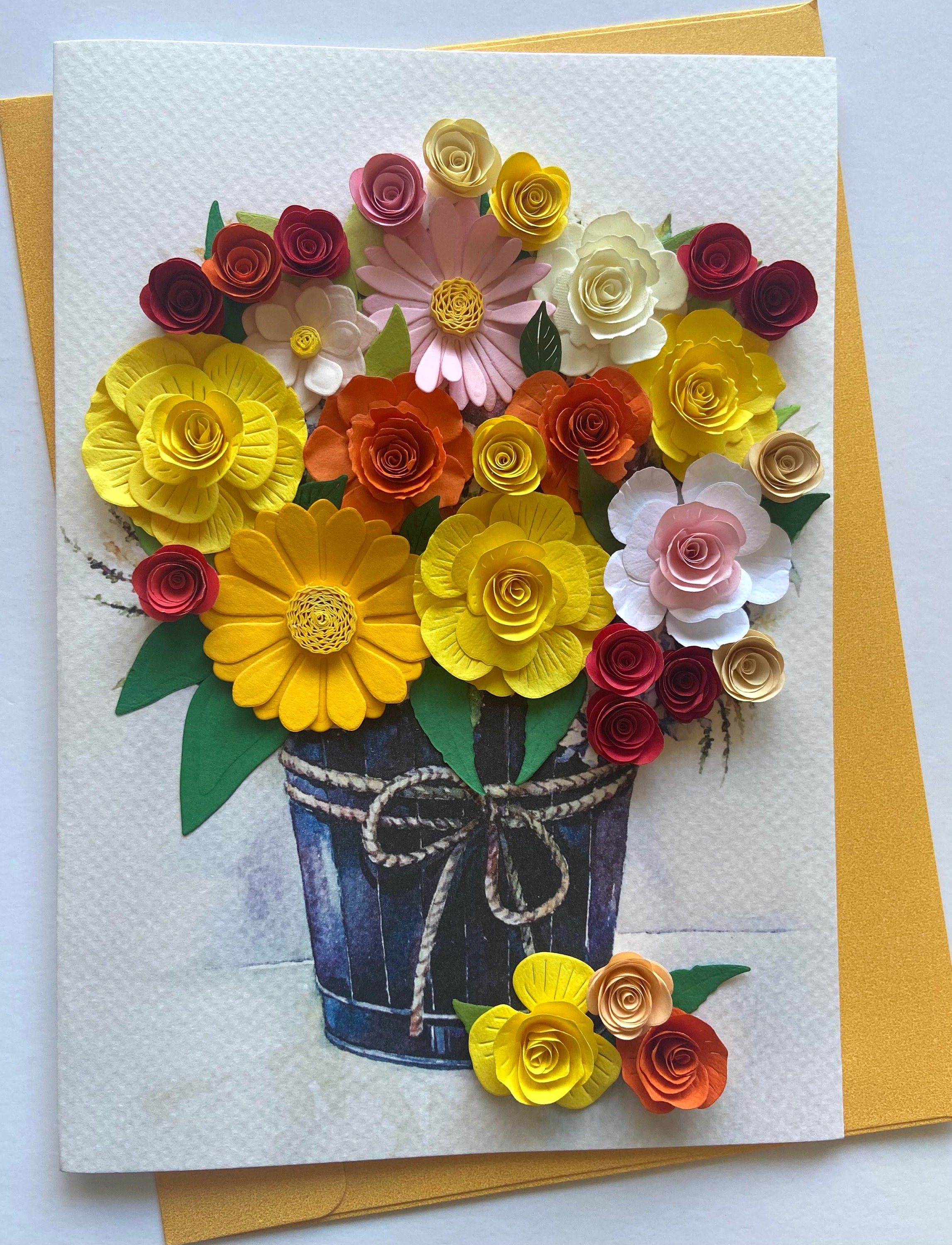3D Flower Handmade Card Art Paper Greeting Card Etsy