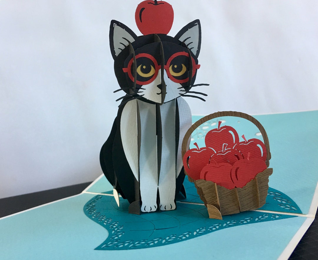 Cat - Pop up Card, Art Paper, Greeting Card, Quilling Card, Craft Cards ...